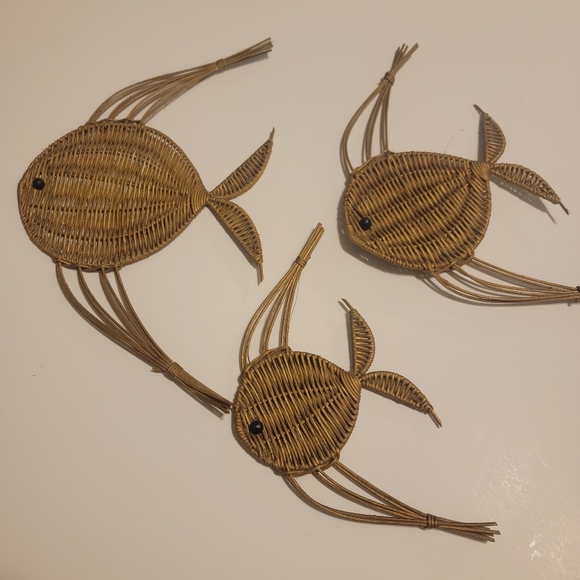 Vintage | Accents | Vintage Rattan Fish Set Of 3 | Poshmark